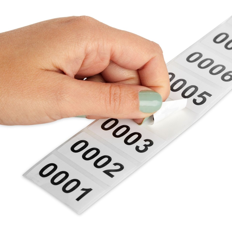 Roll of 0001-1000 Consecutive Inventory Number Stickers for Labeling, 1 ...