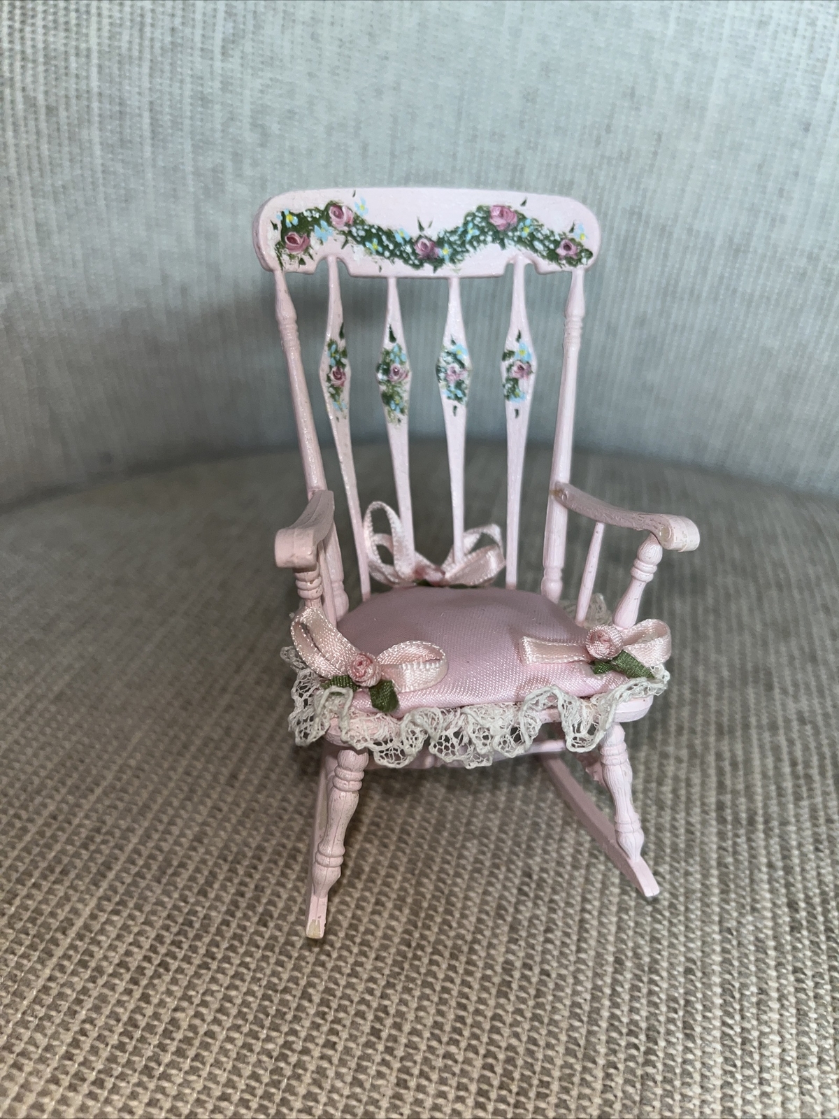 Miniature Dollhouse Baby In Crib + Rocking Chair by Artisan Becky Delk ...