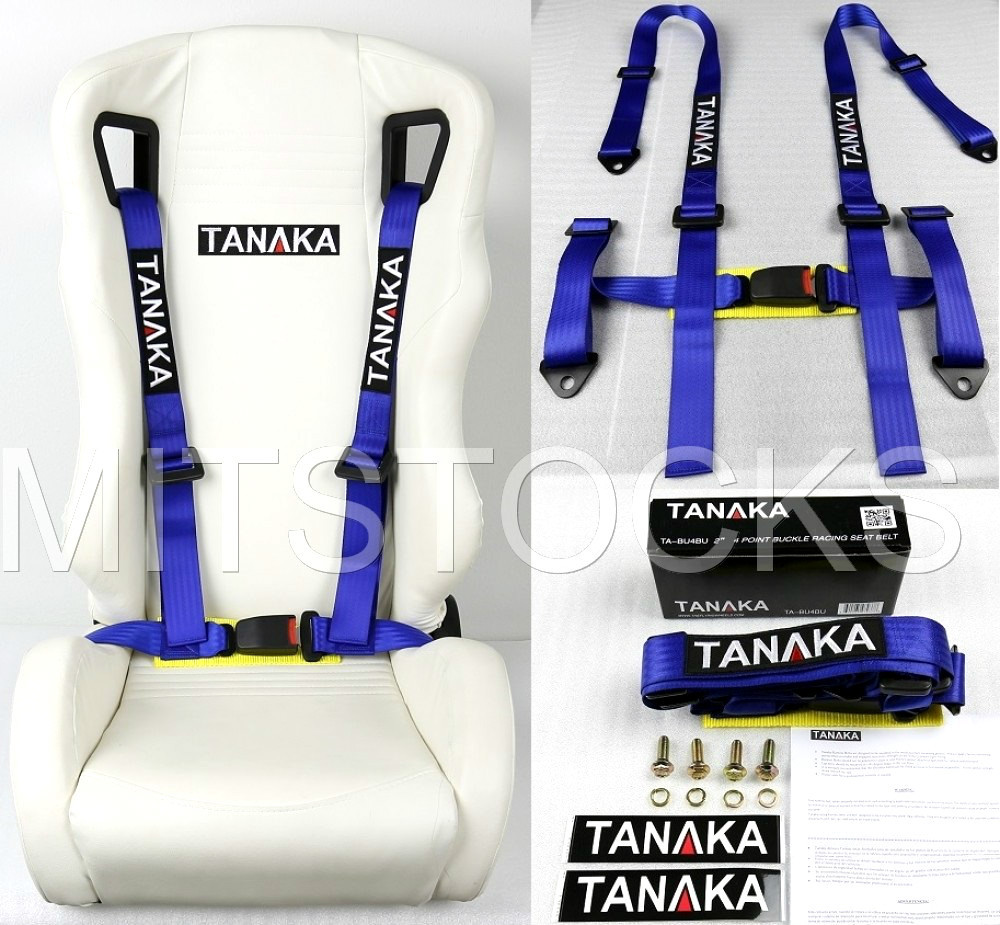 1 TANAKA UNIVERSAL BLUE 4 POINT BUCKLE RACING SEAT BELT HARNESS 2" | eBay
