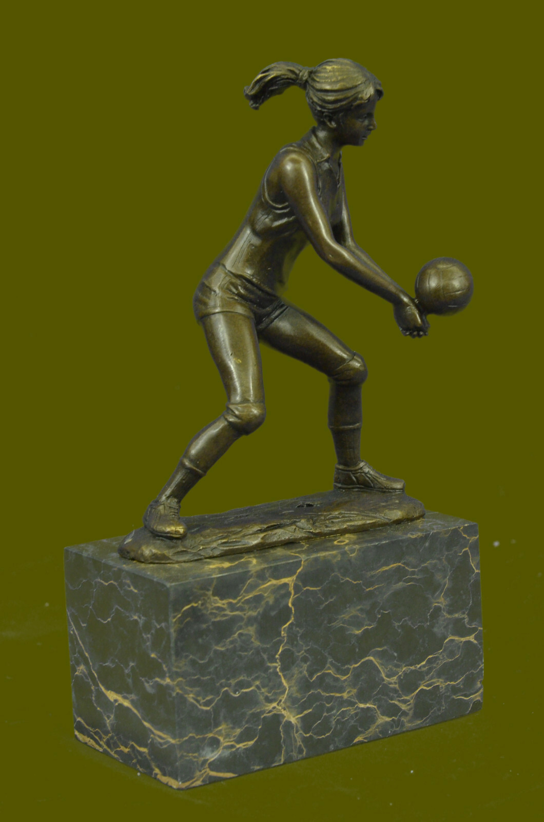 Female Volleyball Player Bronze Sculpture Signed Olympic Marble ...