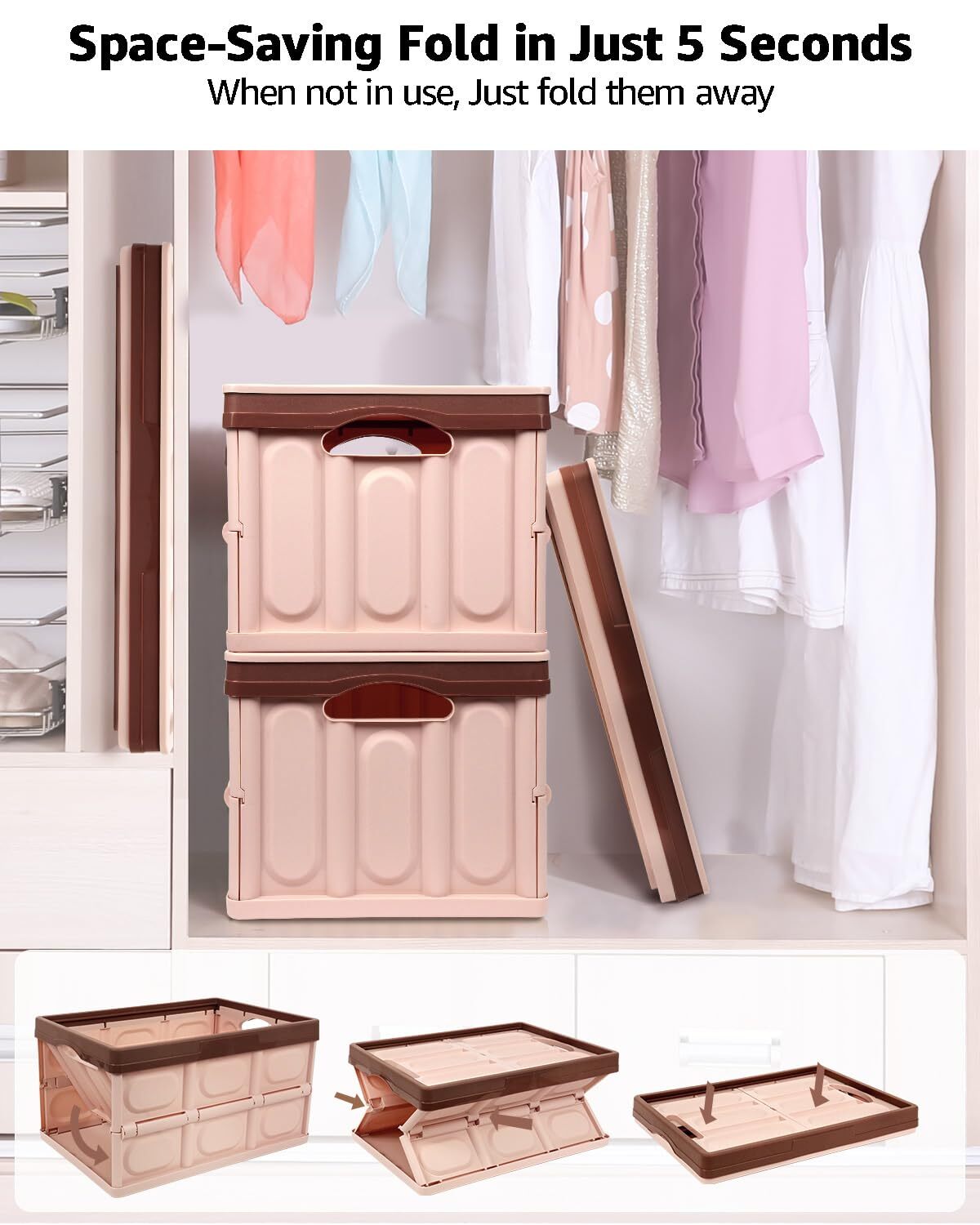 8 Gallon Stackable Plastic Tote Box Folding Storage Containers Bin (2 ...