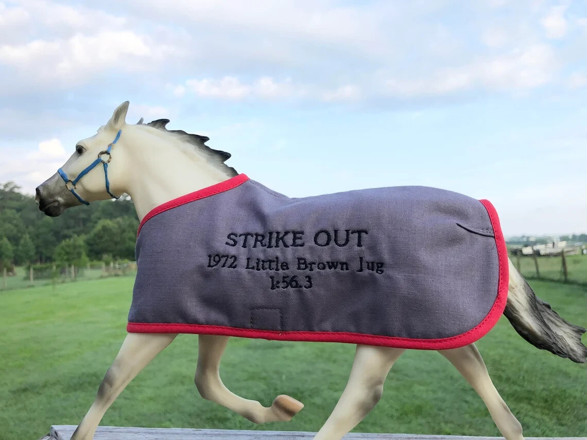 STRIKE OUT embroid. blanket Breyer standardbred race pacer pace harness ...