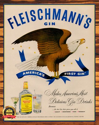 Fleischmann's Gin - America's First Gin - 1950s - Restored - Metal Sign ...
