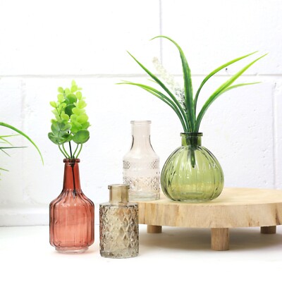 Posy Vases 4pc Set Glass Flower Buds Vases Small Glass Decor Flower ...