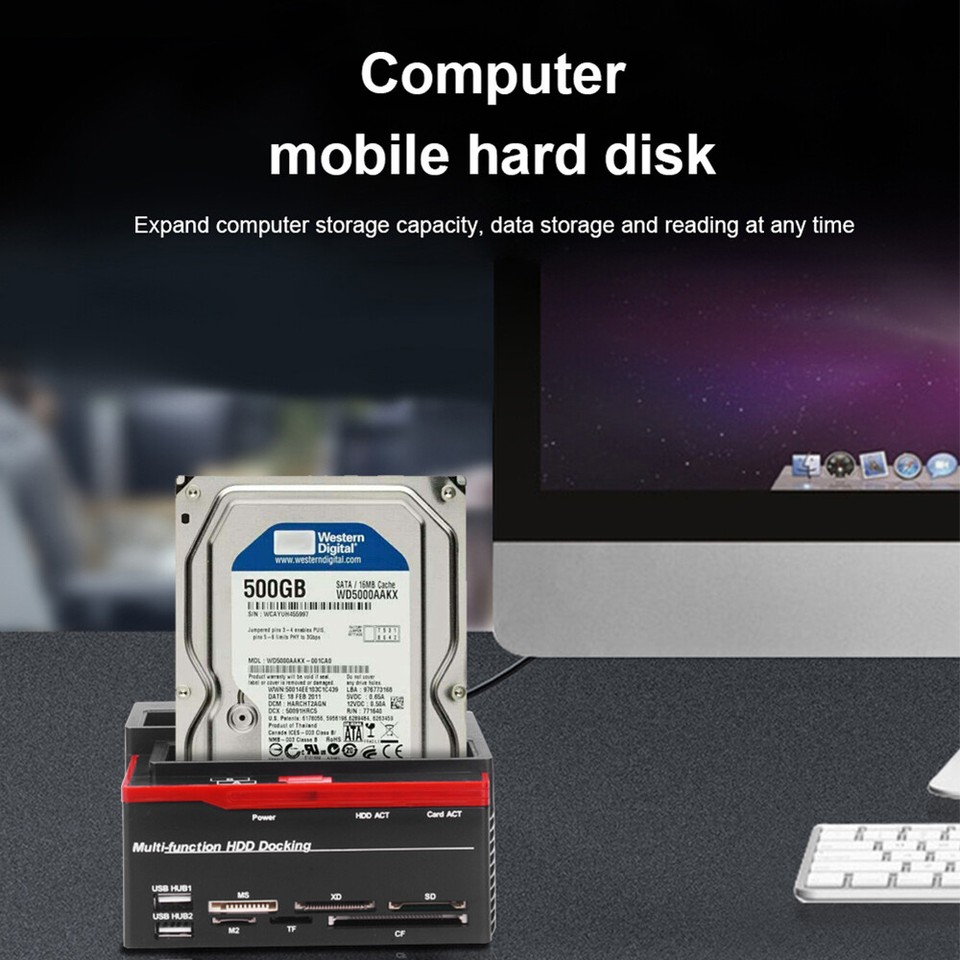 HDD External Docking Station Dual Hard Drive Card Reader 2.5″/3.5″ IDE ...