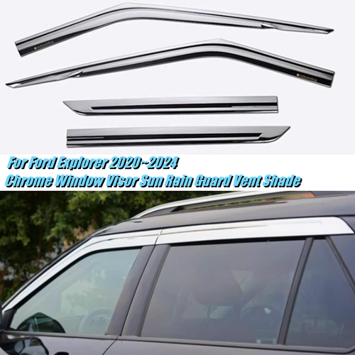 For Ford Explorer 2020~2024 Chrome Window Visor Sun Rain Guard Vent ...