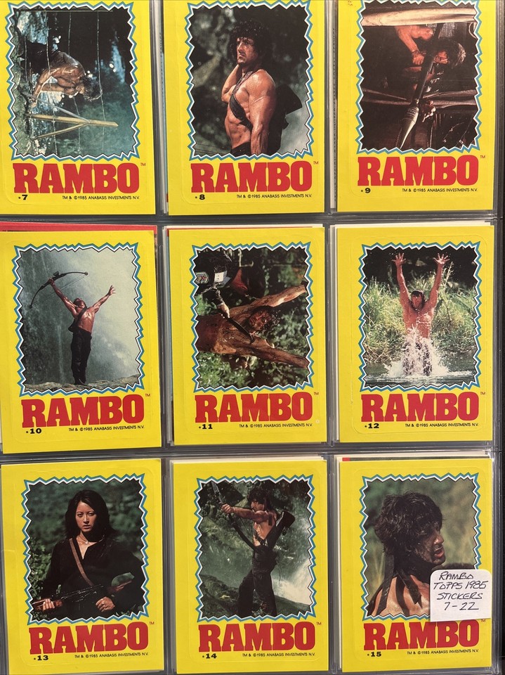 RAMBO 1985 Topps Sticker Set, 1-22, NM-MT, In Pages, Sylvester Stallone ...