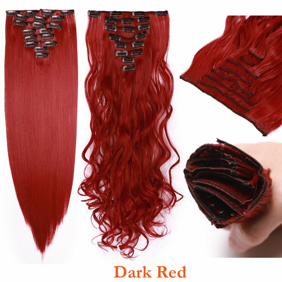 100% Natural 8Pcs Clip In Hair Extensions Full Head As Human Real Long ...