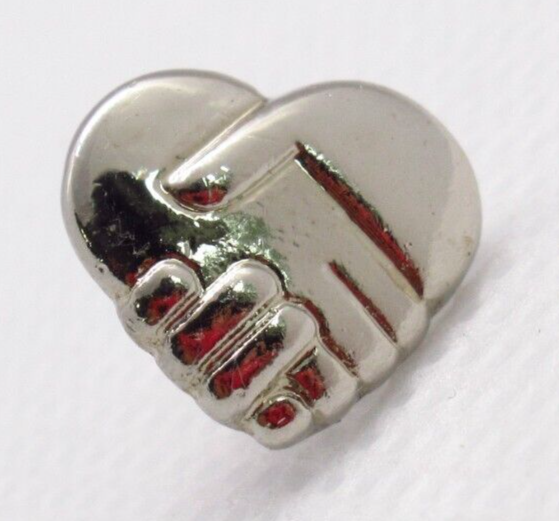 Handshake Heart - Silver Tone - Small Size - Vintage Lapel Pin | eBay