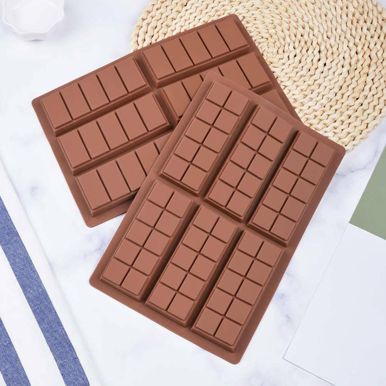4PCS Chocolate Mould Bar Break Apart Choc Block Ice Tray Silicone Cake ...