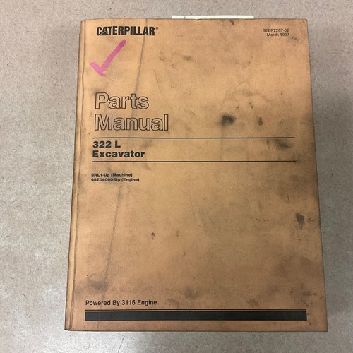 CAT Caterpillar 322 L PARTS MANUAL BOOK CATALOG LIST EXCAVATOR GUIDE sn ...