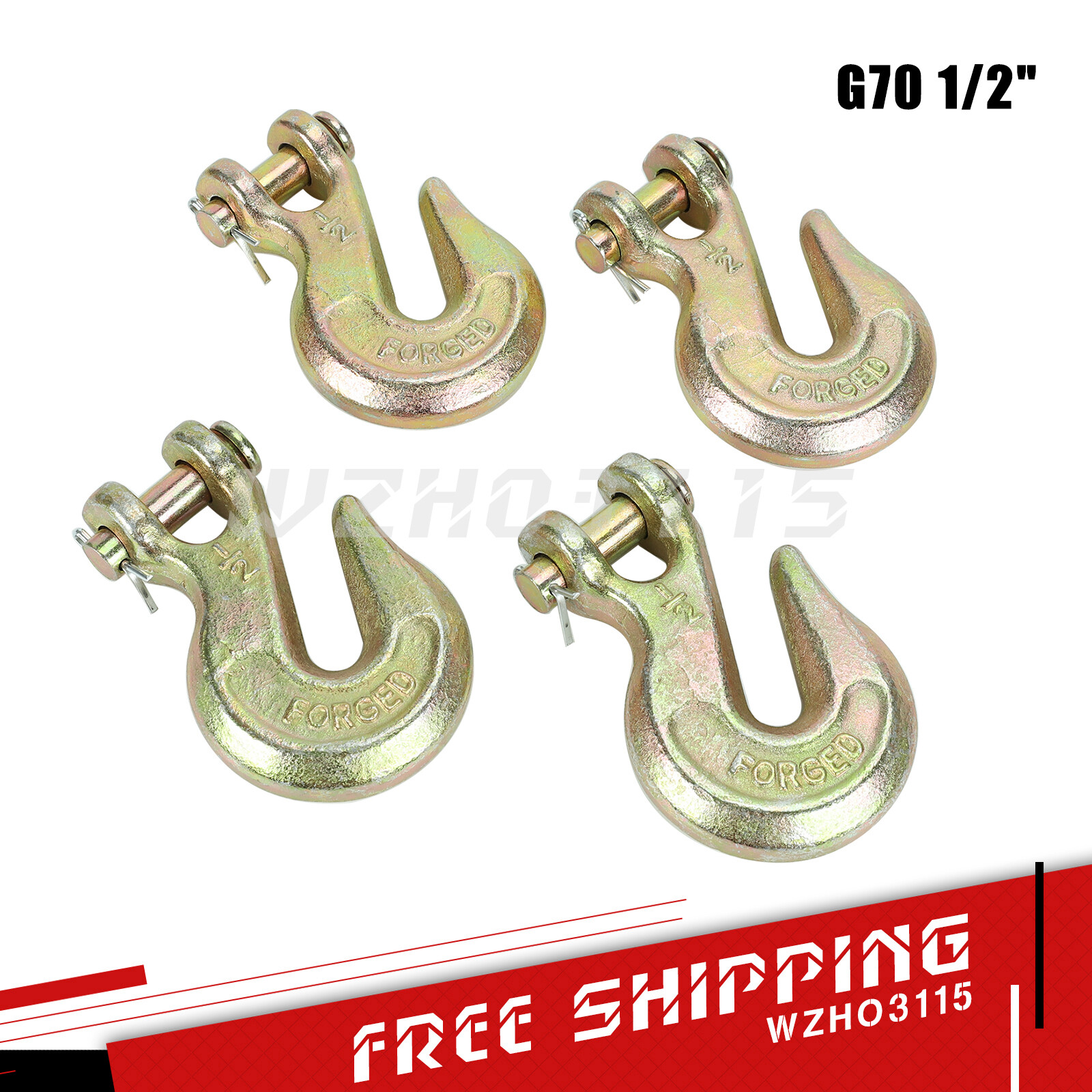 G70 1/2" Clevis Grab Hooks Wrecker Tow Chain Flatbed Truck Trailer Tie ...