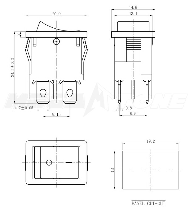DPST KCD1 Mini Rocker Switch On-Off 6A/250VAC T85 - High Quality - USA ...