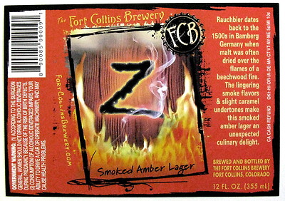 Fort Collins Z SMOKED AMBER LAGER beer label CO 12 oz with logo | eBay