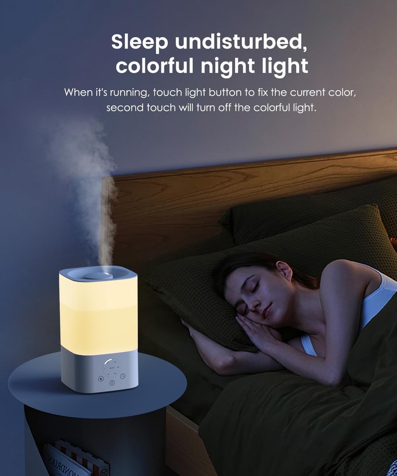 Pharata Humidifiers for Bedroom Home, 3.5L Top Fill Air Cool Mist ...