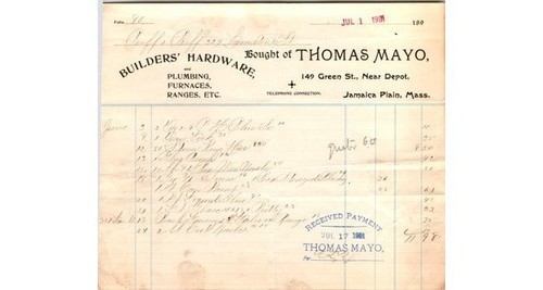 Builders Hardware Receipt Jamaica Plain MA 1901 Green St Hardware ...
