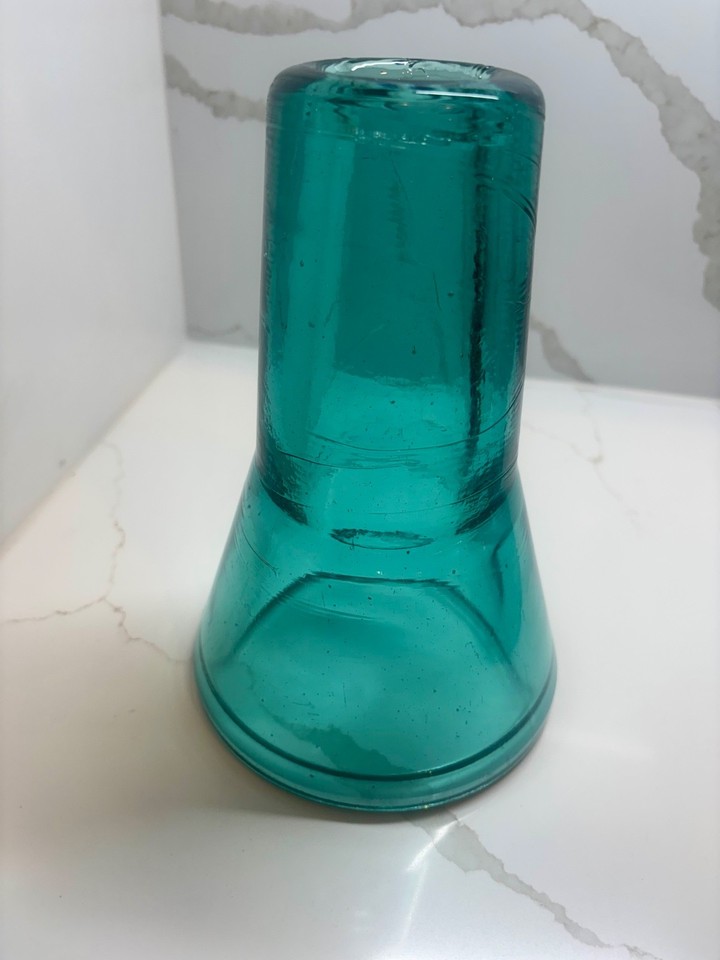 HUGE! 1893 HEMINGRAY BLUE Glass CD#303-310 MUNCIE Power Insulator 2 ...