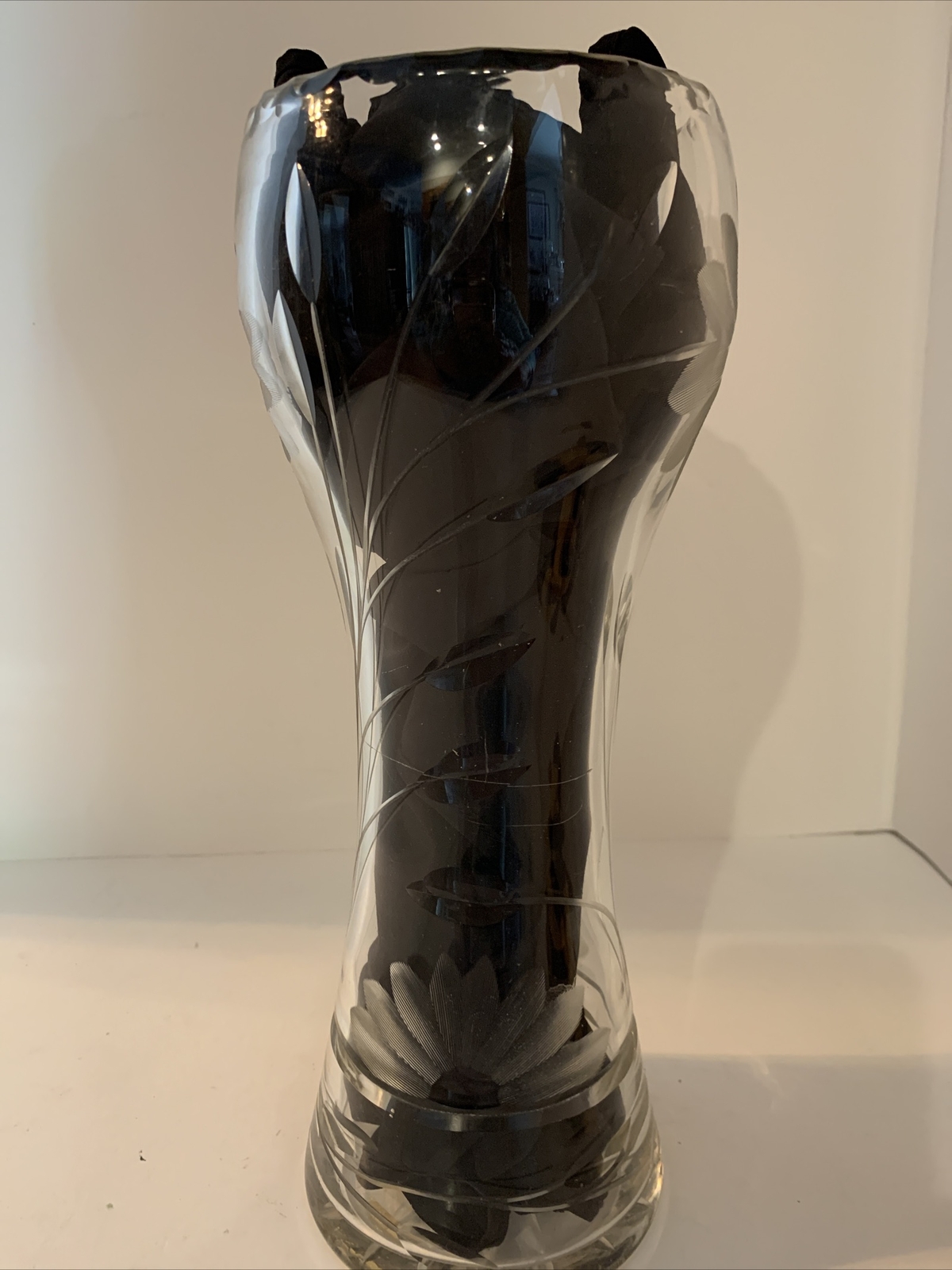 Gorgeous 12" Antique Americian Brilliant Period Cut Glass Corset Vase ...