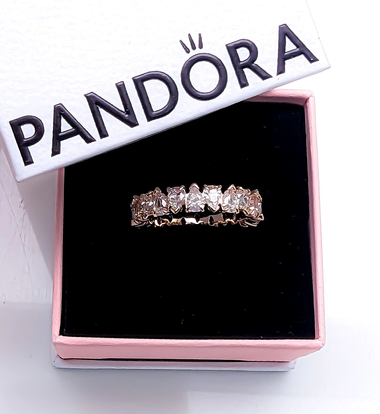 New 100% Authentic PANDORA Rose Gold Alternating Sparkling Band Ring ...