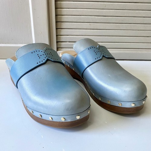 Sam Edelman Heidi Clogs Light Blue Size US Women’s 8 M Leather Wood Y2K ...