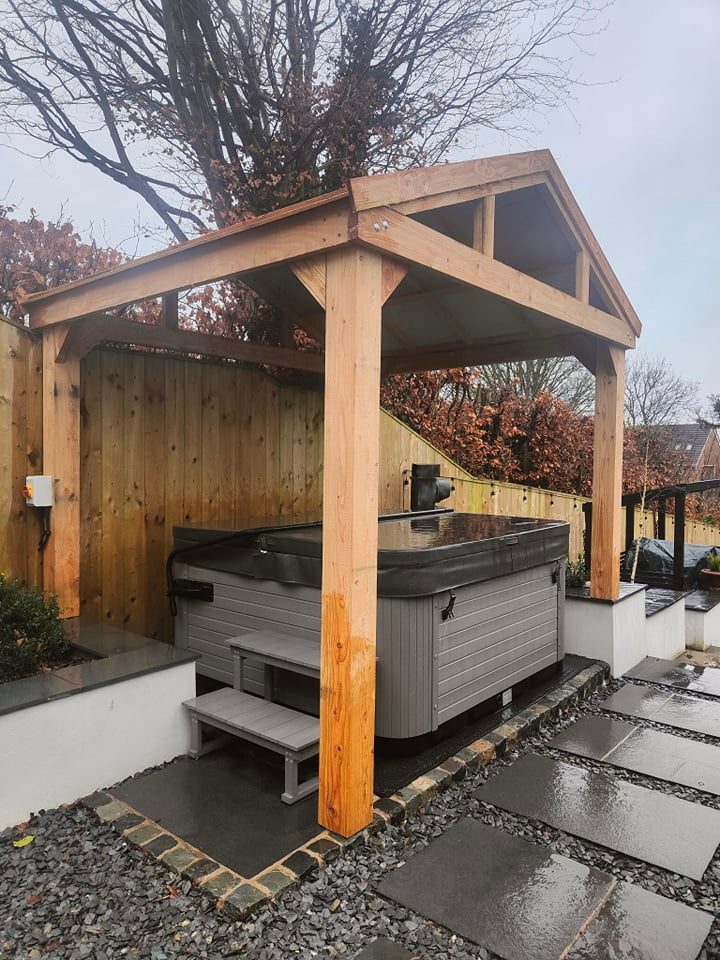 Wooden Hot Tub Shelter, Gazebo, Garden Pergola, 4mx3m Roof Canopy DIY ...