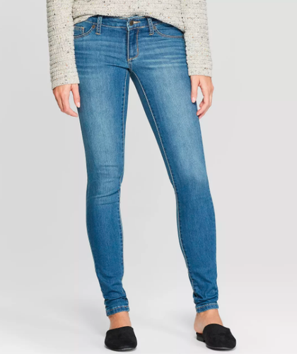 Universal Thread Medium Wash Blue Denim Low Rise Stretchy Skinny Jeans ...