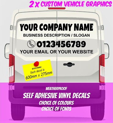 2 x Bespoke Van Graphics Sign Writing Vehicle Lettering Signs for any ...