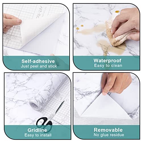 White Marble Counter Top Covers Peel and Stick Countertop Wrap for ...