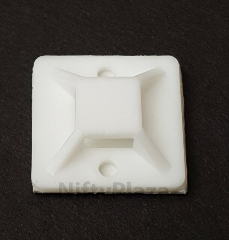 NiftyPlaza 100 Pack Cable Tie Mounts Self ADHESIVE Clips Base (25mm x ...