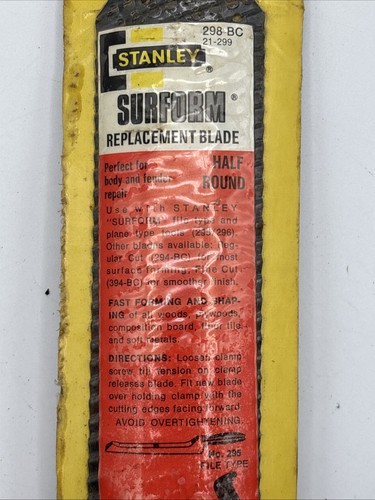 NOS Vintage Stanley USA 21-299 10” Surform Half Round Replacement Blade ...