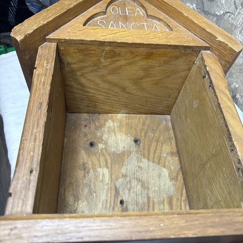 Vtg/Antique CATHOLIC CHURCH Ambry ALTAR OLEA SANCTA HOLY OILS Wood BOX ...