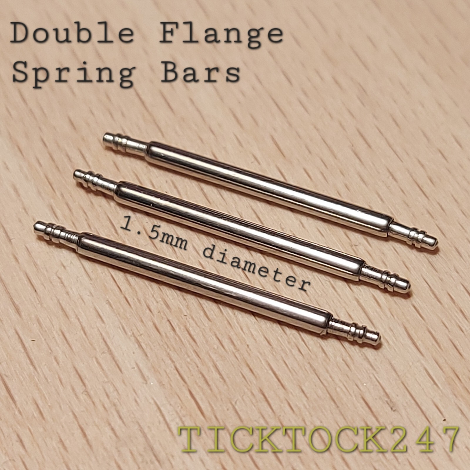3x Double Flange Spring Bars / Pins For Watch Strap Bracelet Sizes 6mm ...