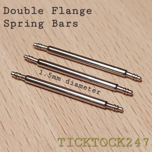 3x Double Flange Spring Bars / Pins For Watch Strap Bracelet Sizes 6mm ...
