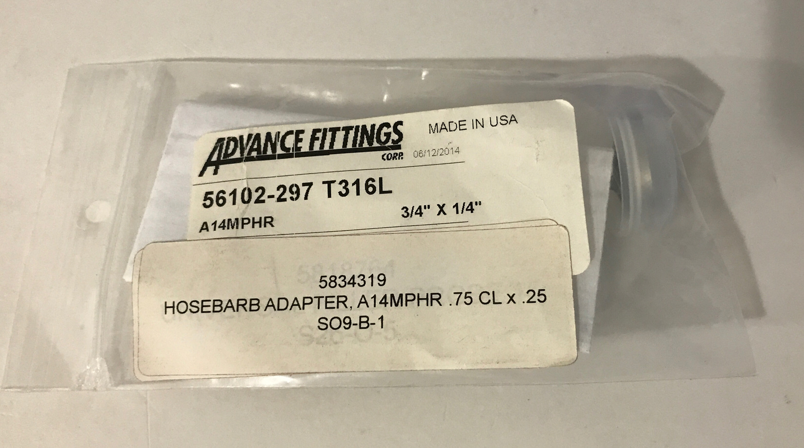 *NEW LOT OF 2* ADVANCE FITTINGS CORP 56102-297 A14MPHR 3/4” X 1/4 ...
