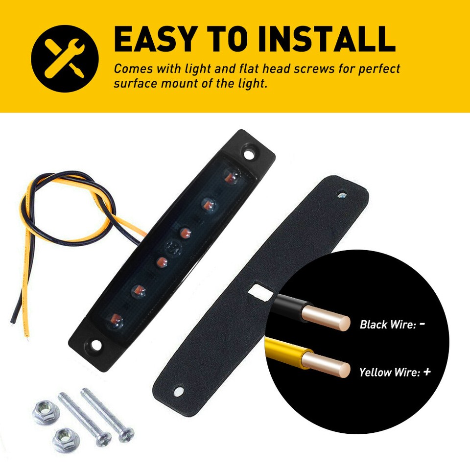 Amber/Red Smoked Strip LED Running Light For Trailer Signal light ...