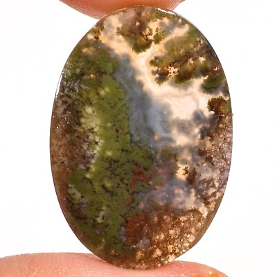 23.05 Carat 100% Natural Indonesian Moss Agate Oval Cabochon 21x31x4 MM ...