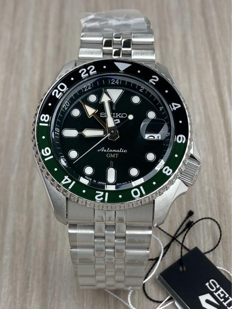 Seiko 5 Sports SBSC019 GMT Stainless Steel Black Gree… - Gem