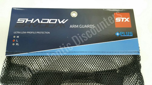 STX Shadow Lacrosse Arm Guards Pads Large Black Silver Protective Gear ...