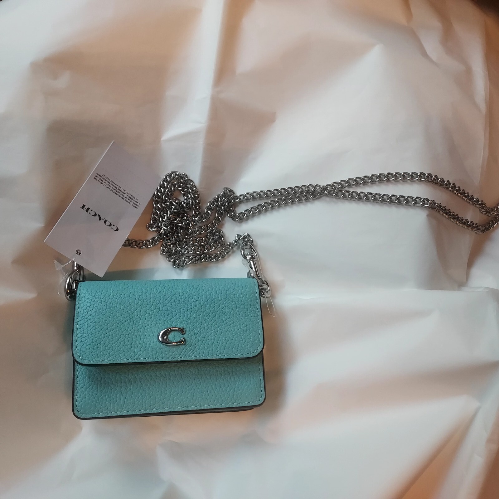 COACH C6718 Half Flap Chain Card Case Holder Black Ladies F/S for sale ...