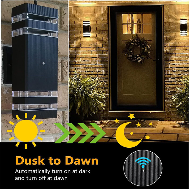 LED Up Down Wall Light Dual Lamp Fixture Outdoor with Dusk to Dawn ...