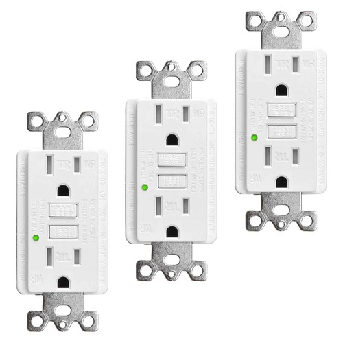 3PK 15A/125V GFCI Outlet Tamper Resistant WR Receptacle for Wall Plate ...