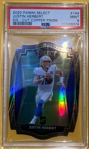 Justin Herbert 2020 Select Copper Prizm Die Cut Serial #140/355 PSA 9 ...
