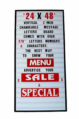 24"x 48" New Vertical Changeable Letters Message Marquee Sign W 2 ...