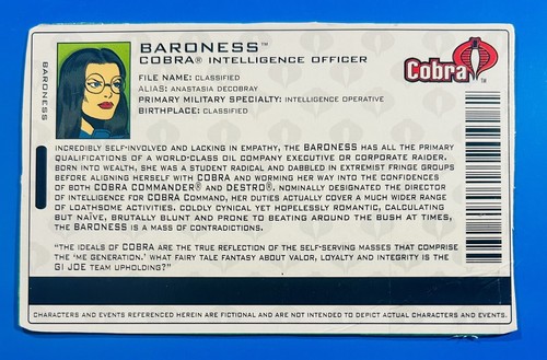 2004 Cobra Baroness Intelligence Officer TRU file card GI Joe Valor Vs ...