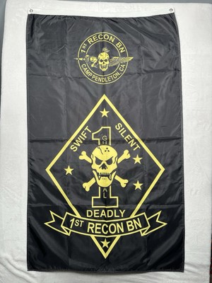 USMC 1st Recon Battalion 3’x5’ Flag Black Diamond United States Marine ...