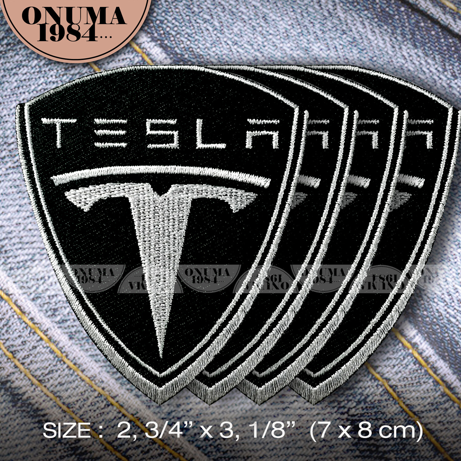 4x TESLA Patch Iron on Clothing Jacket Outfit EV Car Clean Energy ...