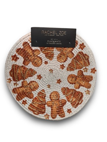 Rachel Zoe Braided Gingerbread Men SET OF 4 Placemats 15” New | eBay