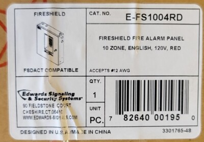 Edwards Fireshield E-FS1004RD 10 Zone Fire Alarm Panel | eBay