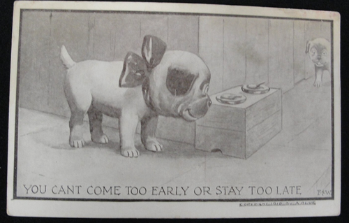 Vintage Postcard - Cartoon dogs 1910 Can't Come Too Early / Stay Too ...