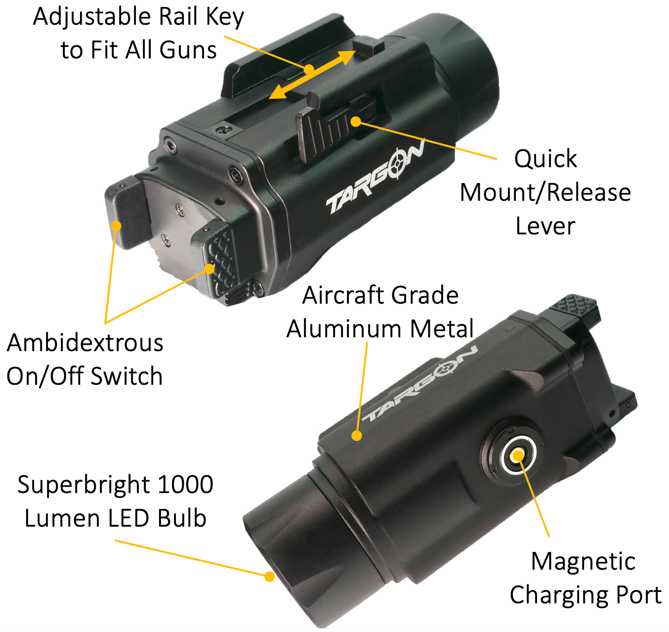 TACTICAL LED FLASHLIGHT RECHARGEABLE 1600 LUMENS STROBE GLOCK PISTOL ...